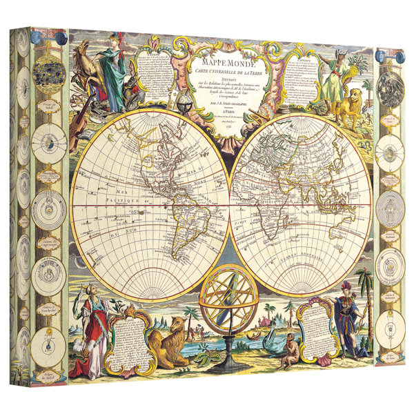 ArtWall Mappe-Monde Carte Universelle De La Terre Dressee On Canvas by Samuel Dunn Print ...